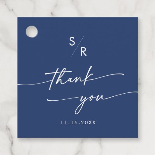 Boho Chic Royal Blue Monogram Thank You Favor Tags | Zazzle