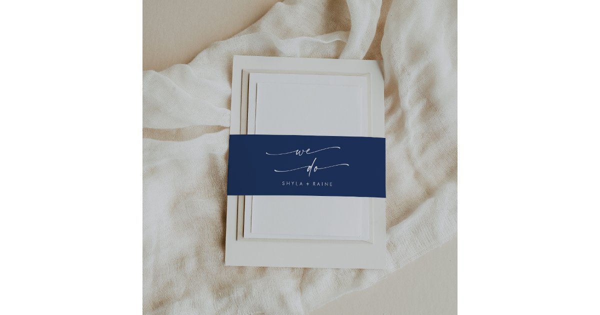 Boho Chic Royal Blue We Do Wedding Invitation Belly Band | Zazzle