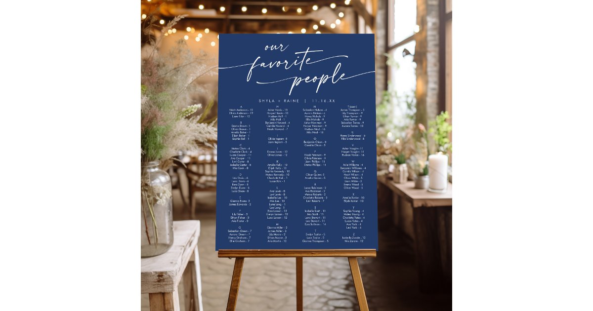 Boho Chic Royal Blue Wedding Seating Chart Foam Board | Zazzle