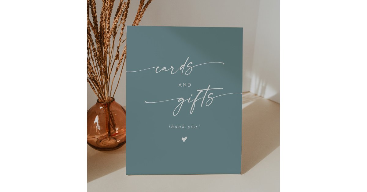Boho Chic Seafoam Teal Wedding Cards and Gifts Pedestal Sign | Zazzle
