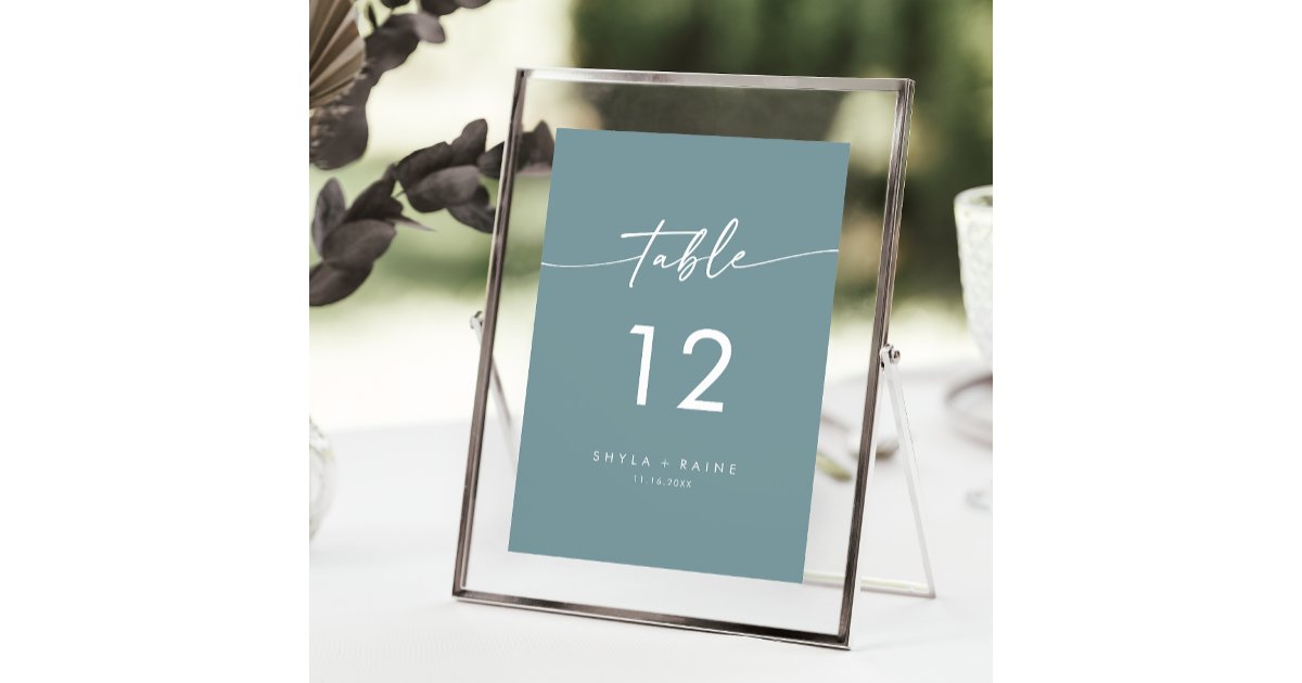Boho Chic Seafoam Teal Wedding Table Numbers | Zazzle