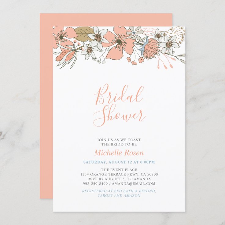Boho Chic Spring Floral Bridal Wedding Shower Invi Invitation | Zazzle