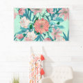 Boho chic spring garden flowers illustration banner | Zazzle