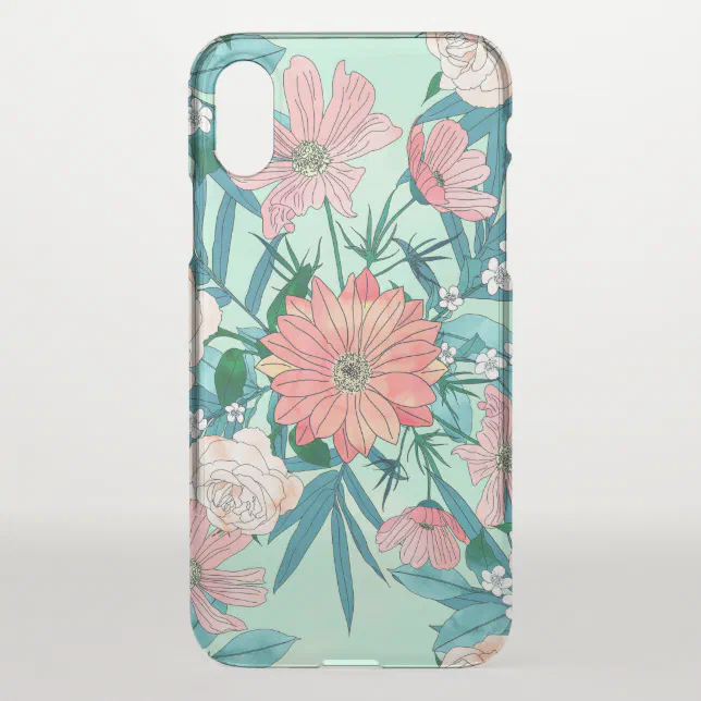 Boho chic spring garden flowers illustration uncommon iPhone case | Zazzle