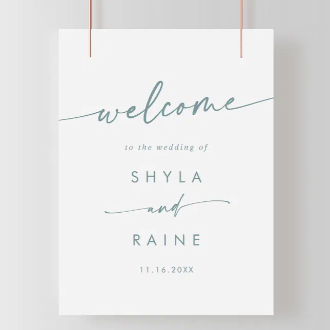 Boho Chic Teal and White DIY Wedding Welcome Sign | Zazzle