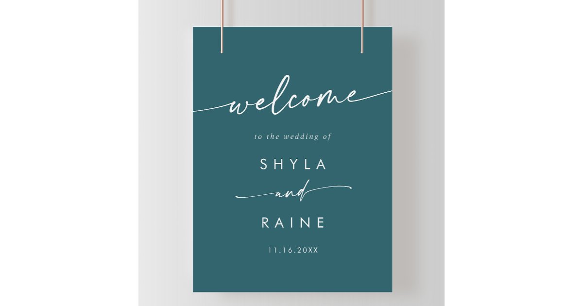Boho Chic Teal Blue DIY Wedding Welcome Sign | Zazzle