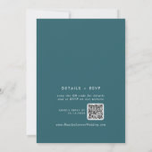 Boho Chic Teal Blue Monogram QR Code Wedding Invitation | Zazzle