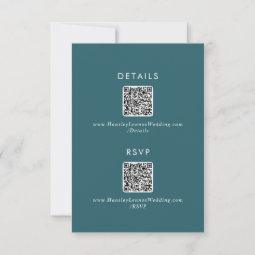 Boho Chic Teal Blue QR Code Details RSVP Card | Zazzle