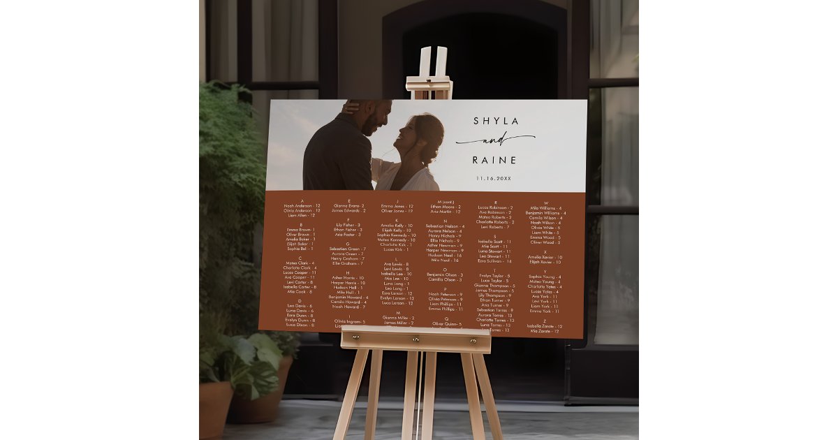 Boho Chic Terracotta Photo Seating Chart Foam Board | Zazzle