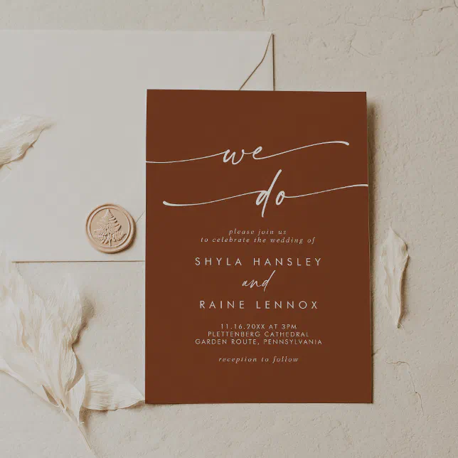 Boho Chic Terracotta We Do Wedding Invitation | Zazzle