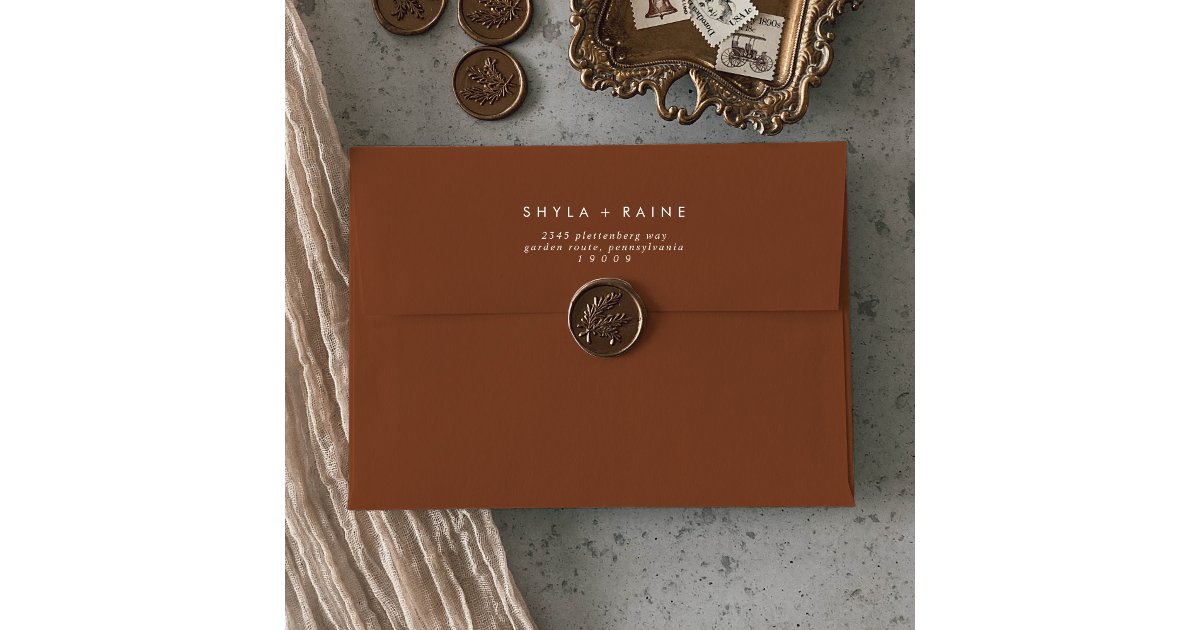 Boho Chic Terracotta Wedding Envelopes | Zazzle