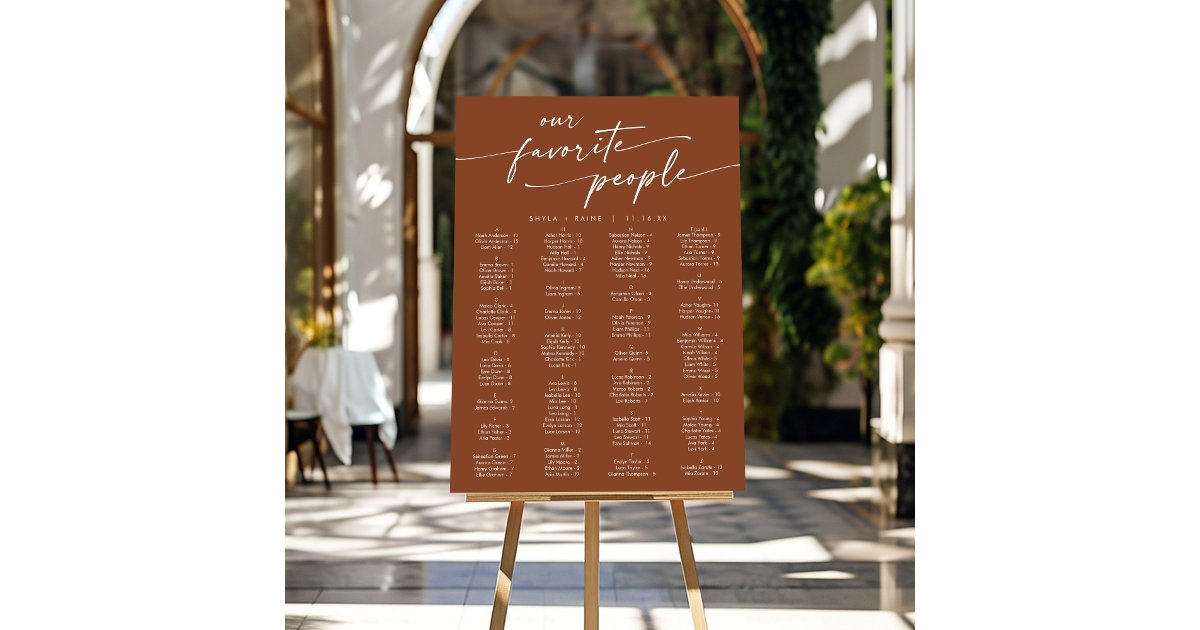 Boho Chic Terracotta Wedding Seating Chart Foam Board | Zazzle