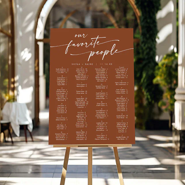Boho Chic Terracotta Wedding Seating Chart Foam Board | Zazzle