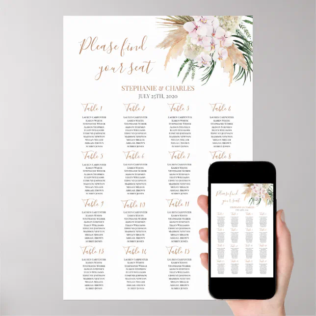 Boho chic Wedding Seating Chart | Zazzle