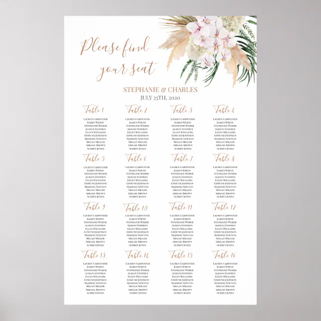Boho chic Wedding Seating Chart | Zazzle