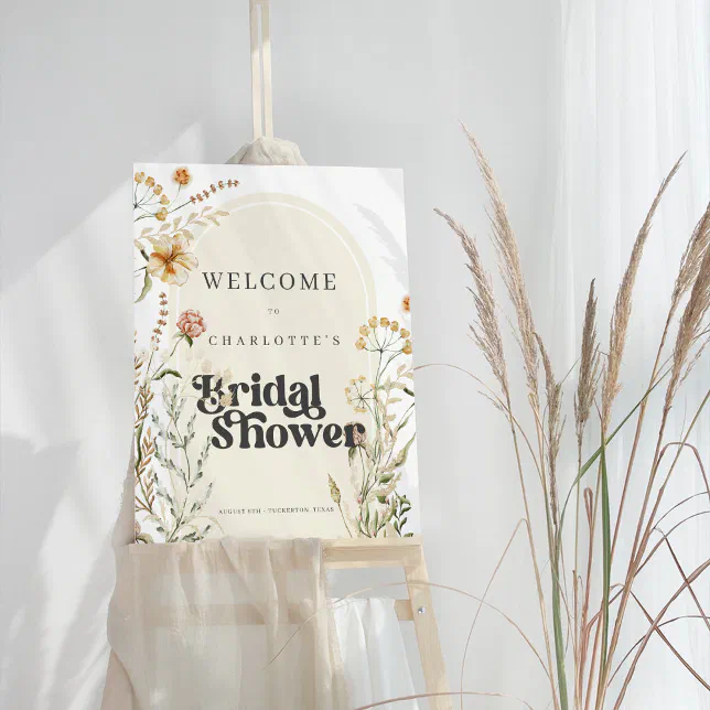 Boho Chic Wildflowers Bridal Shower Welcome Sign | Zazzle