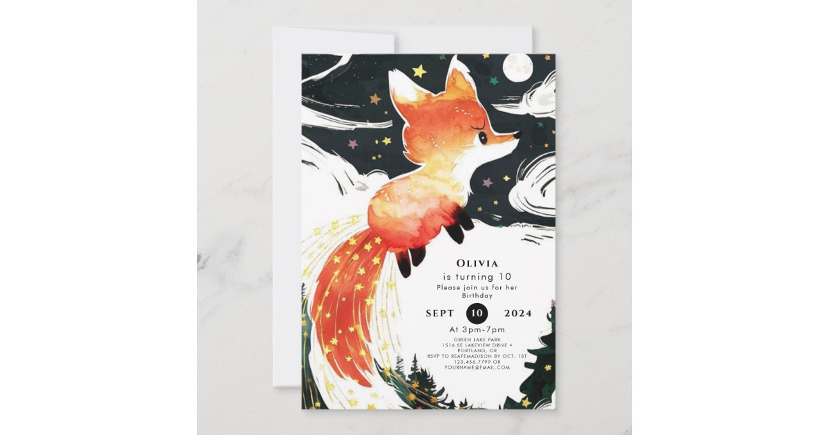 Boho Children's Fox Birthday Invitation | Zazzle
