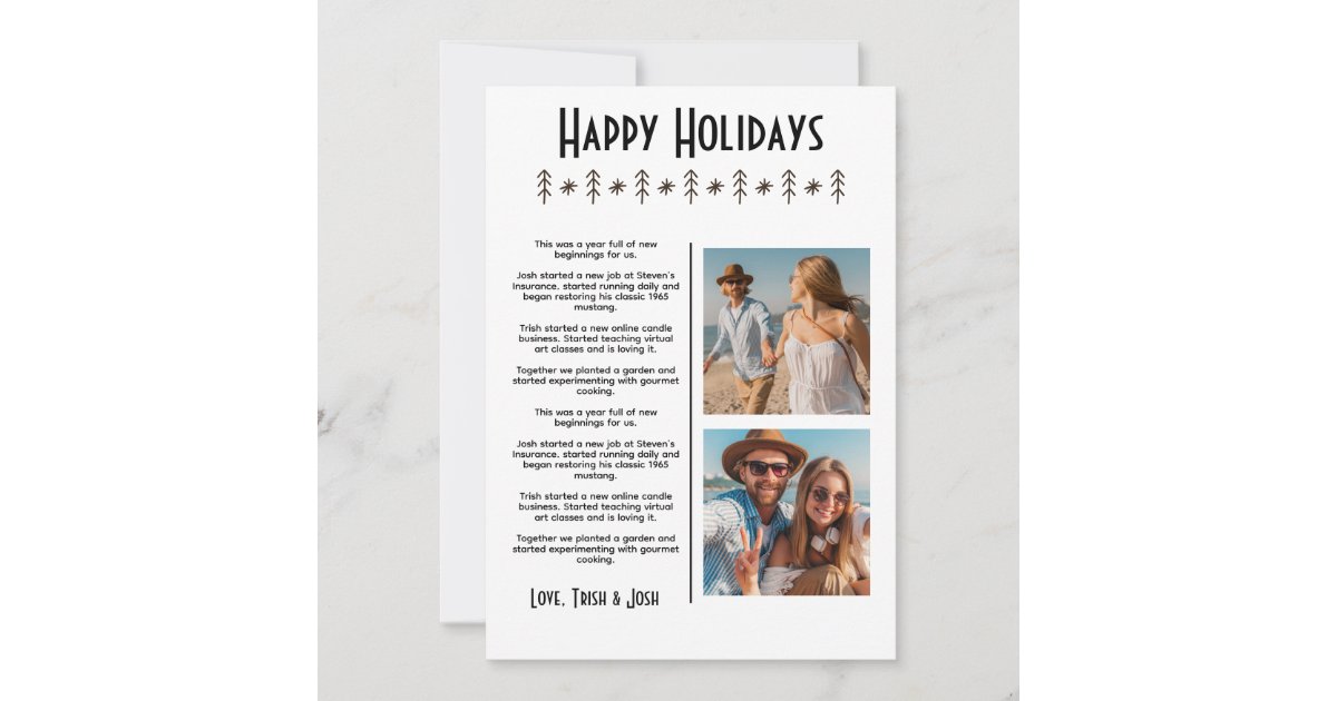 Boho Christmas Card Photo Family Update Letter | Zazzle