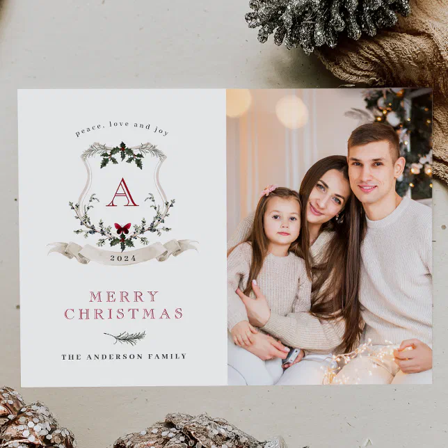 Boho Christmas One Photo Holiday Card | Zazzle