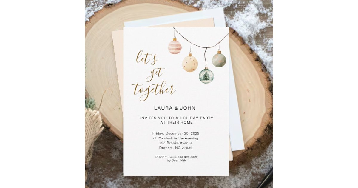 Boho Christmas ornaments Holiday Party Invitation | Zazzle