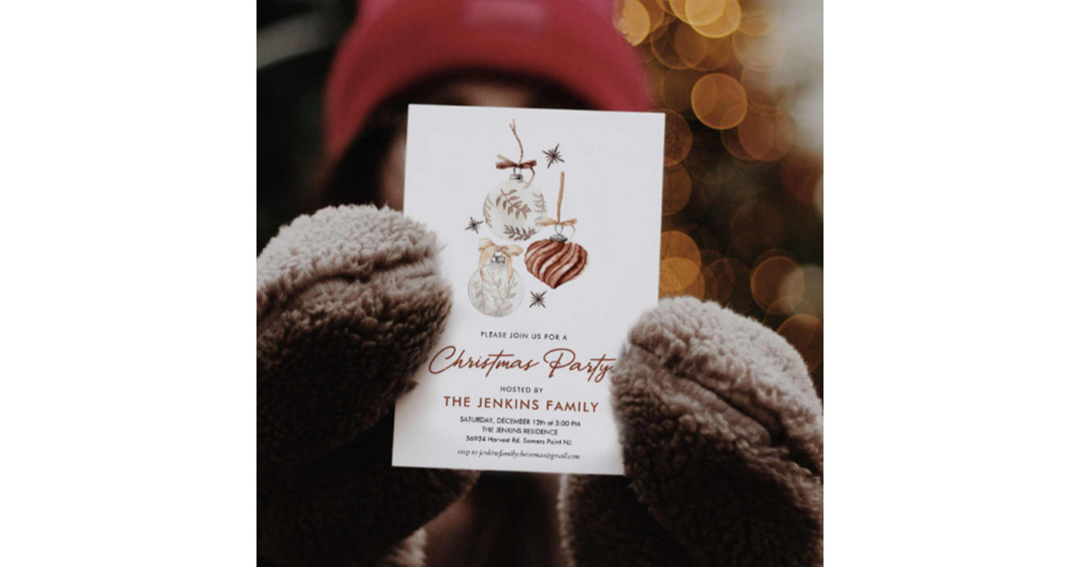 Boho Christmas Party Invitation | Zazzle