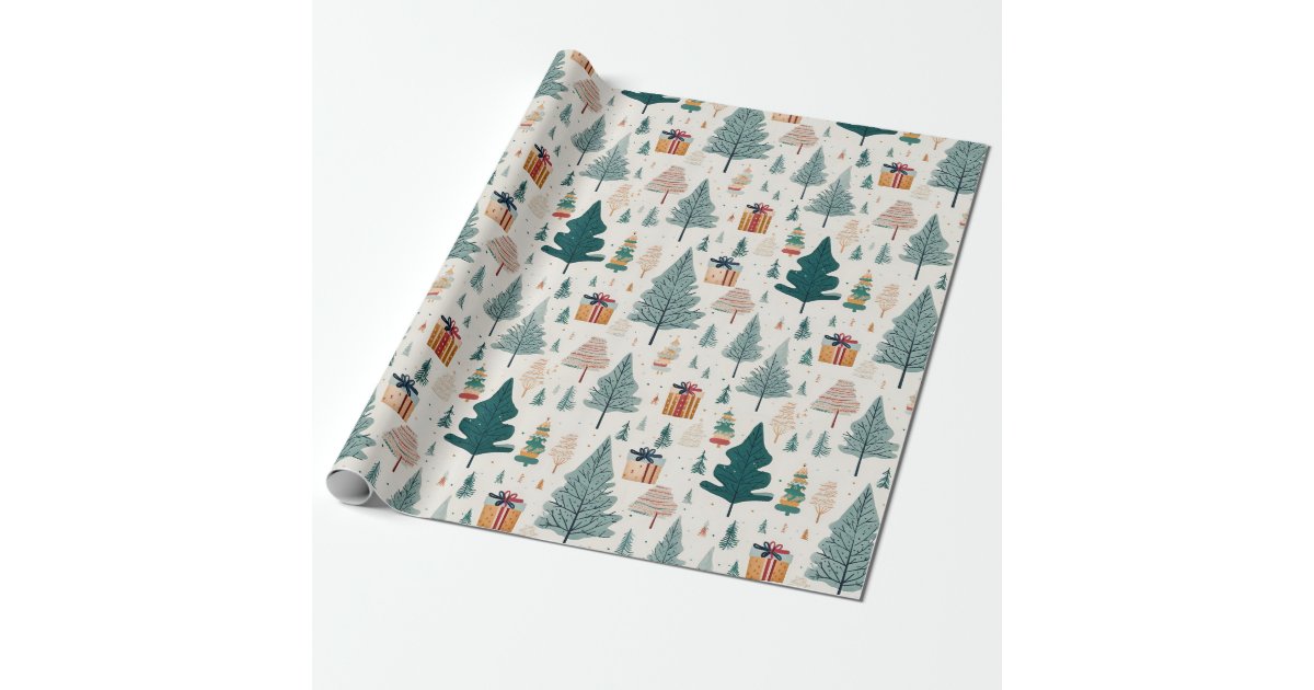 Boho Christmas Scene Gift Wrapping Paper | Zazzle