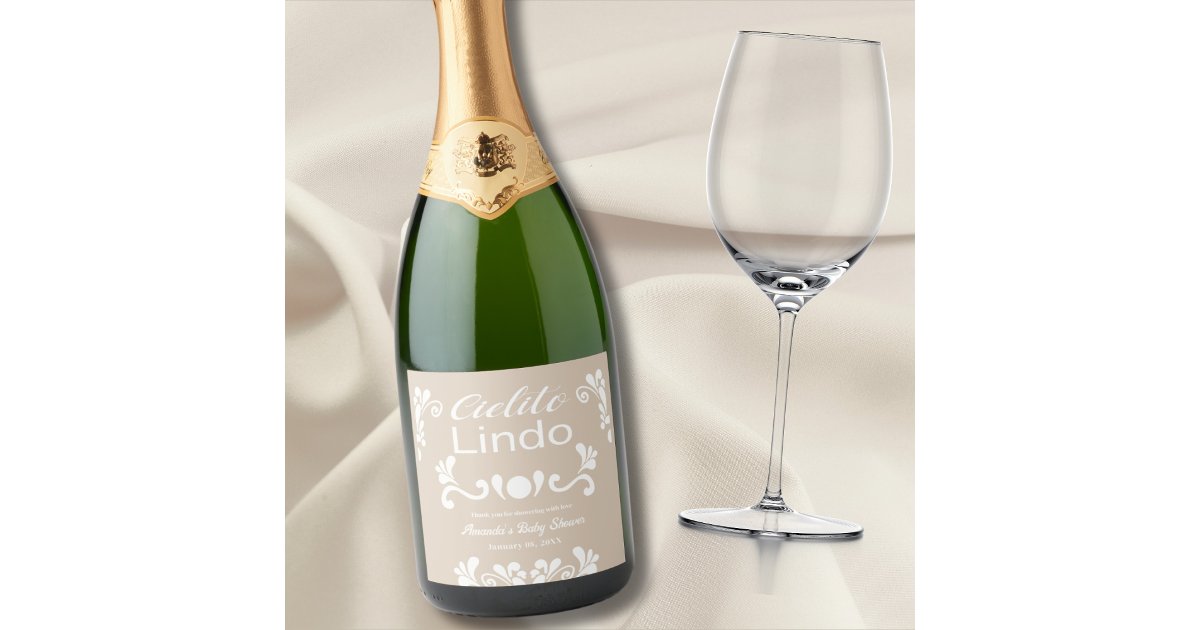 Boho Cielito Lindo Mexican Baby Shower Sparkling Wine Label | Zazzle