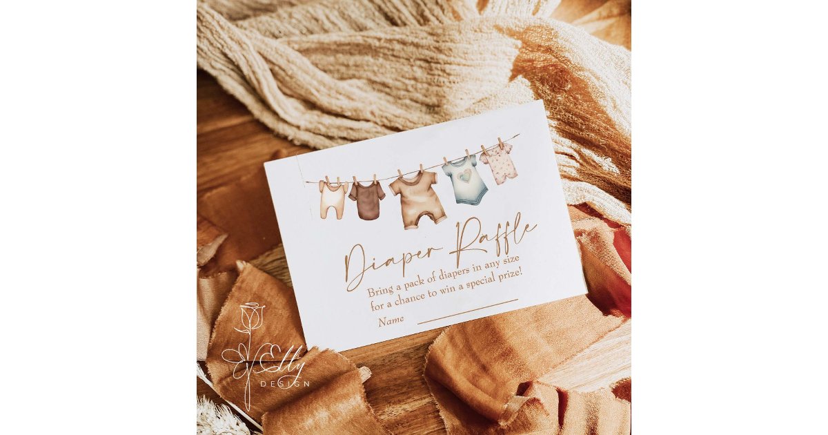 Boho Clothes Baby Shower Diaper Raffle Enclosure Card | Zazzle