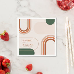Boho Coctail Napkins with abstract arch shapes | Zazzle
