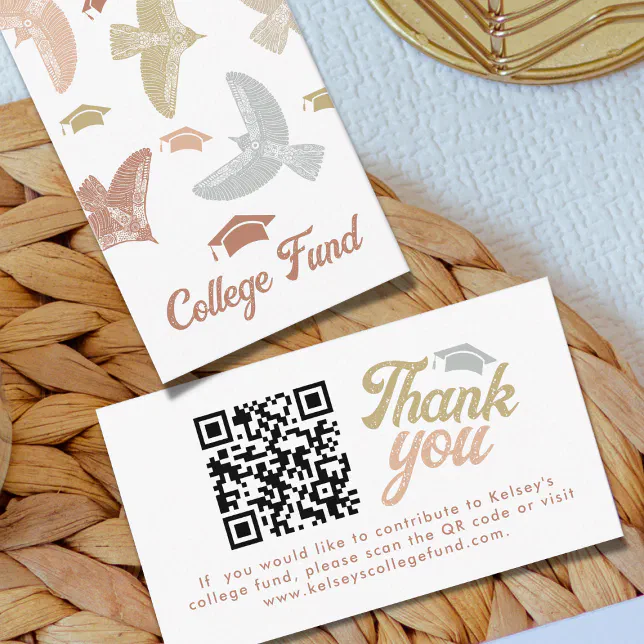 Boho College Fund QR Code Graduation Party Insert | Zazzle
