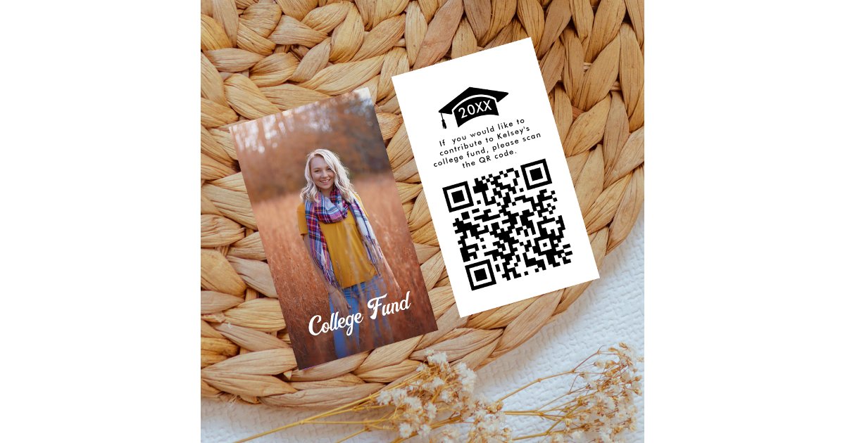 Boho College Fund QR Code Graduation Party Insert | Zazzle