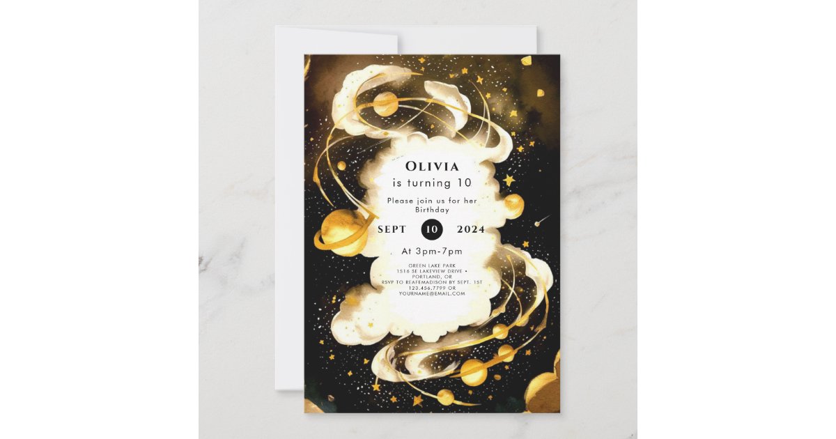 Boho Comet Space Birthday Invitation | Zazzle
