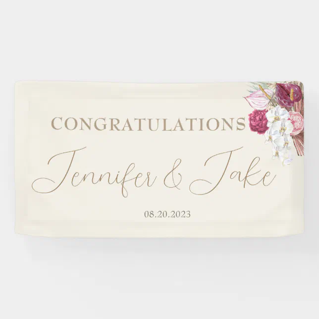 Boho Congratulations Wedding Banner Decoration | Zazzle