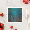 Boho Copper Blue Script Handwriting Grunge Napkins | Zazzle