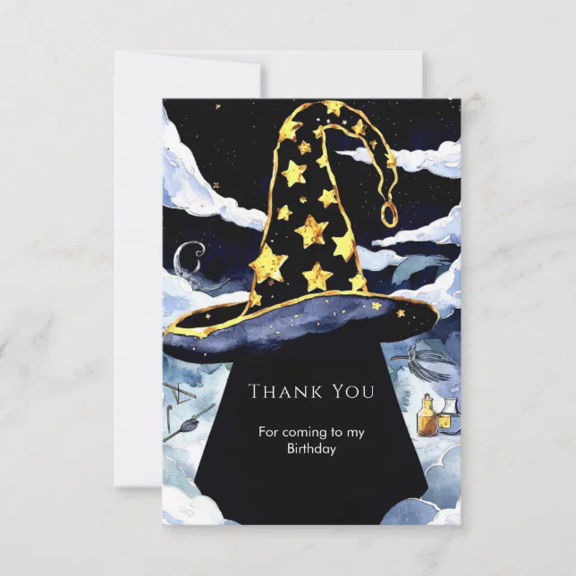 Boho Custom Magic Wizard Birthday Thank You Card | Zazzle