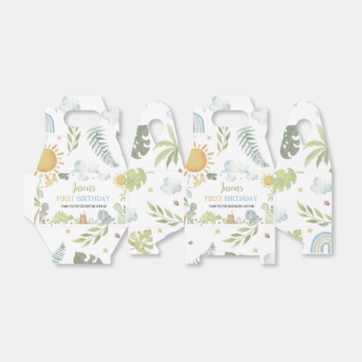 Boho Cute Dinosaurs First Birthday Favor Box | Zazzle