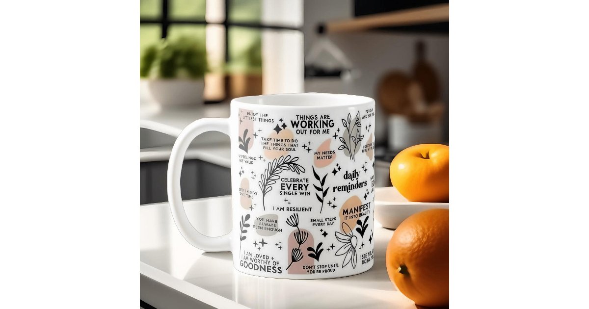 Boho Daily Reminders Affirmations Mug, 11 oz Coffee Mug | Zazzle