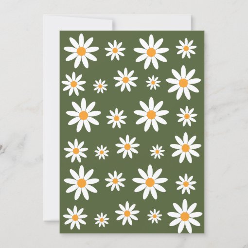 Boho Daisies Birthday green Party Invitation | Zazzle