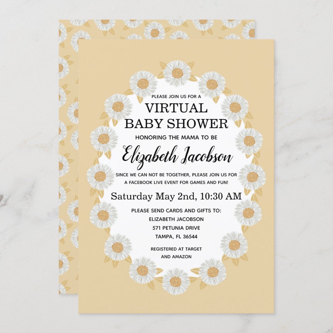Boho Daisies Virtual Baby Shower Invitation | Zazzle