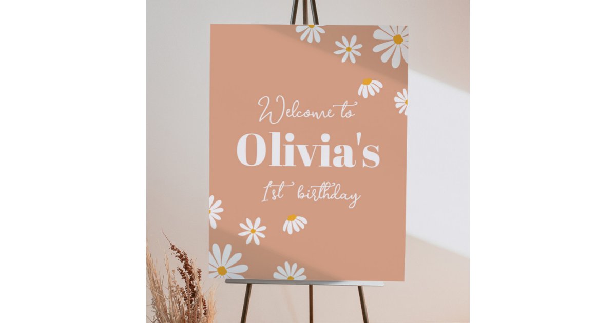 Boho Daisy Birthday Party Welcome Sign | Zazzle