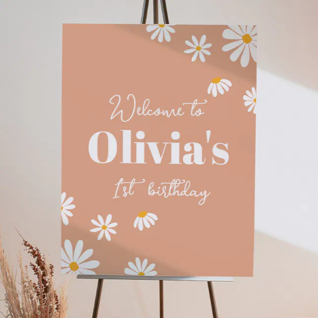 Boho Daisy Birthday Party Welcome Sign | Zazzle