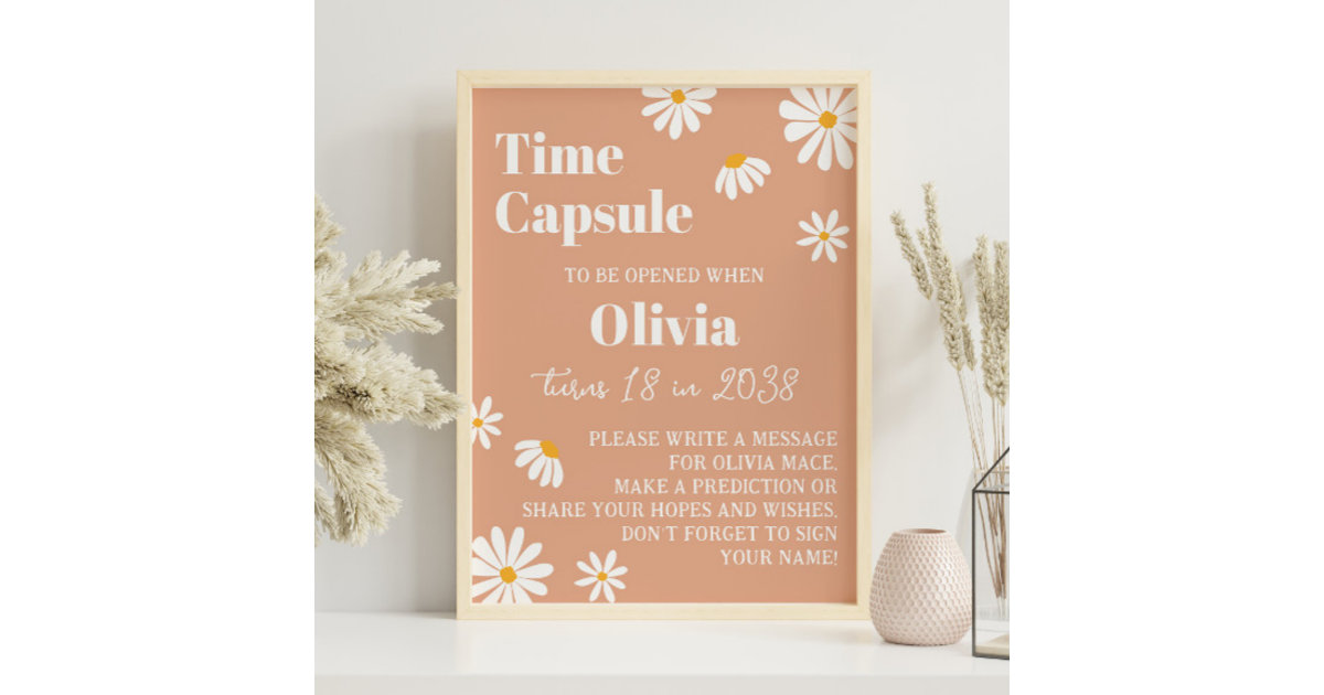 Boho Daisy Birthday Time Capsule Poster | Zazzle
