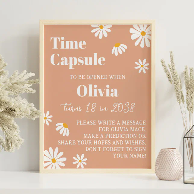 Boho Daisy Birthday Time Capsule Poster | Zazzle