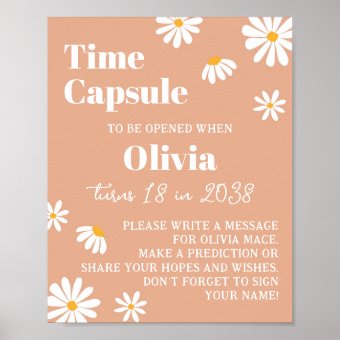 Boho Daisy Birthday Time Capsule Poster | Zazzle