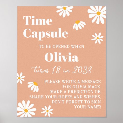Boho Daisy Birthday Time Capsule Poster | Zazzle
