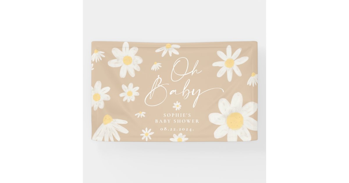 Boho Daisy Flower Baby Shower Banner | Zazzle