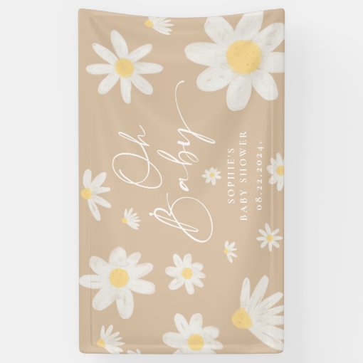 Boho Daisy Flower Baby Shower Banner | Zazzle