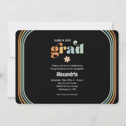 Boho Daisy Retro Text Photo Graduation Party Invitation | Zazzle