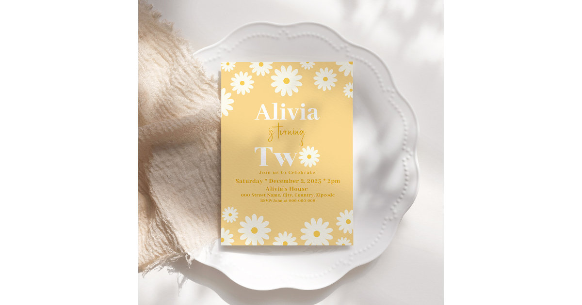 Boho Daisy Two Floral Golden Bohemian 2nd Birthday Invitation | Zazzle