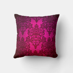 Boho Damask Deep Glowing Pink Victorian Style Throw Pillow | Zazzle